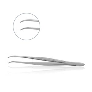 General Dissection Forceps - Curved Delicate Narrow Tips 5" - AB108