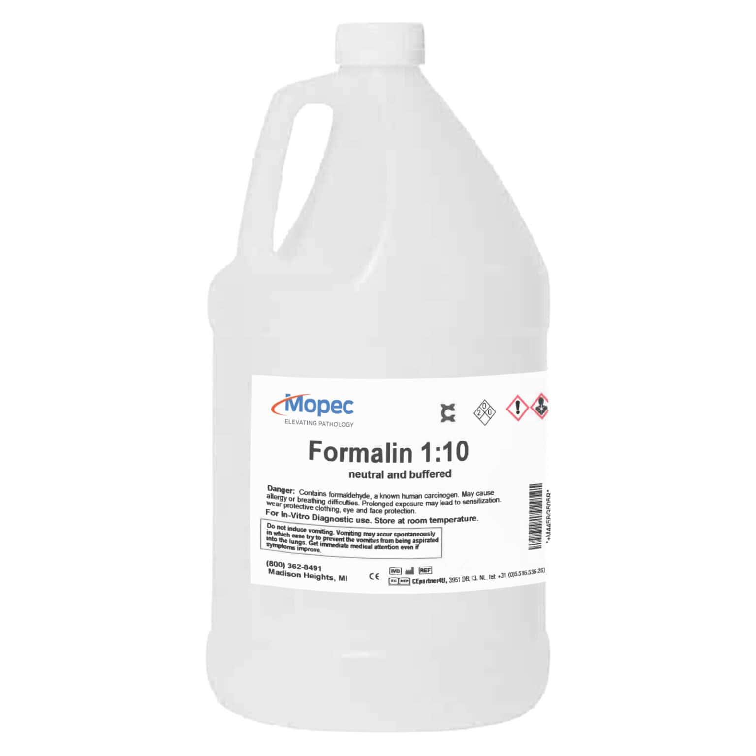 Mopec Prefilled Formalin Container - 1 Gallon (4/Pack) | Mopec